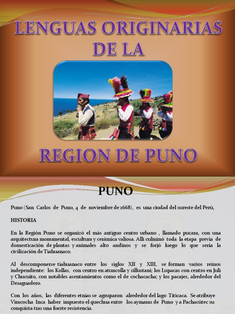 Lenguas Aymara y Quechua Diapositivas | Bolivia | Idiomas