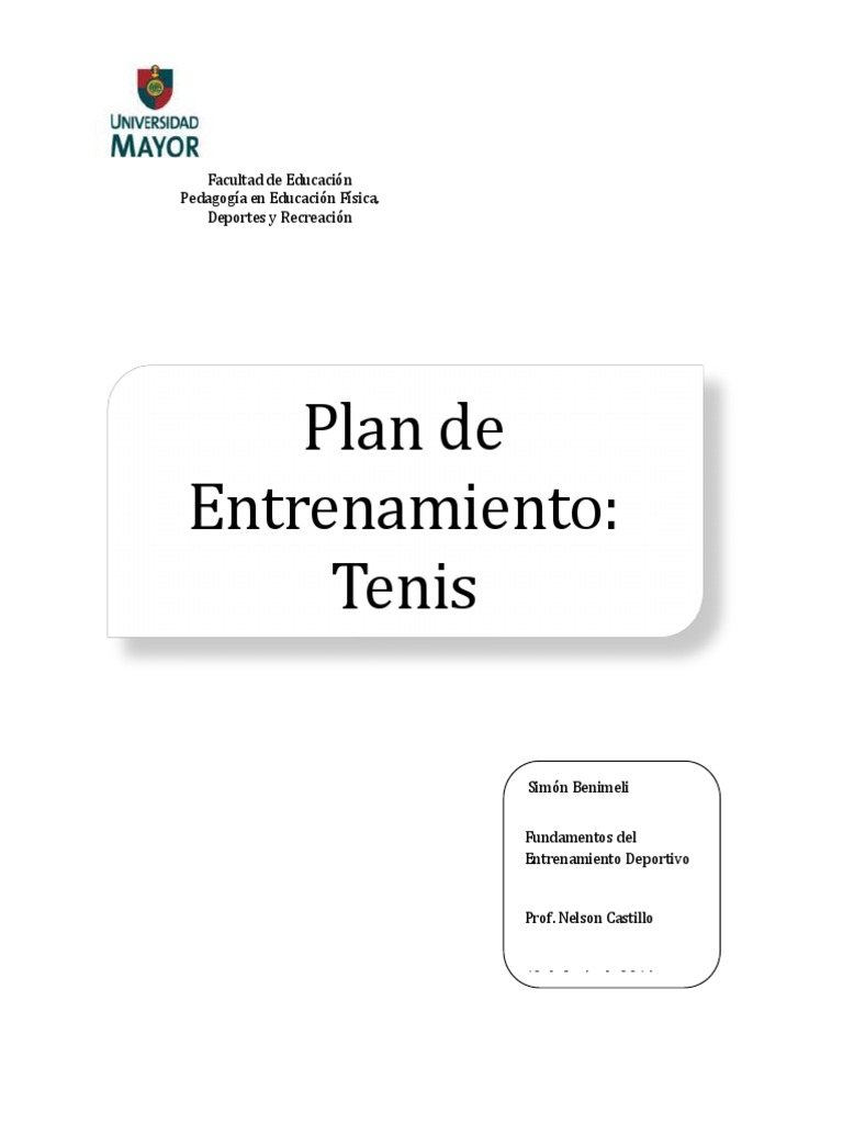Plan de Entrenamiento Tenis | PDF | Rodilla | Educación Física