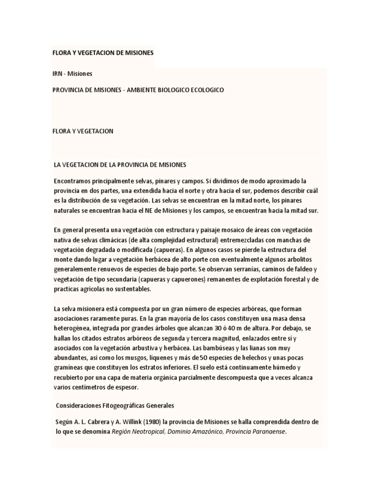 Flora y Vegetacion de Misiones | PDF | Selva | Arboles