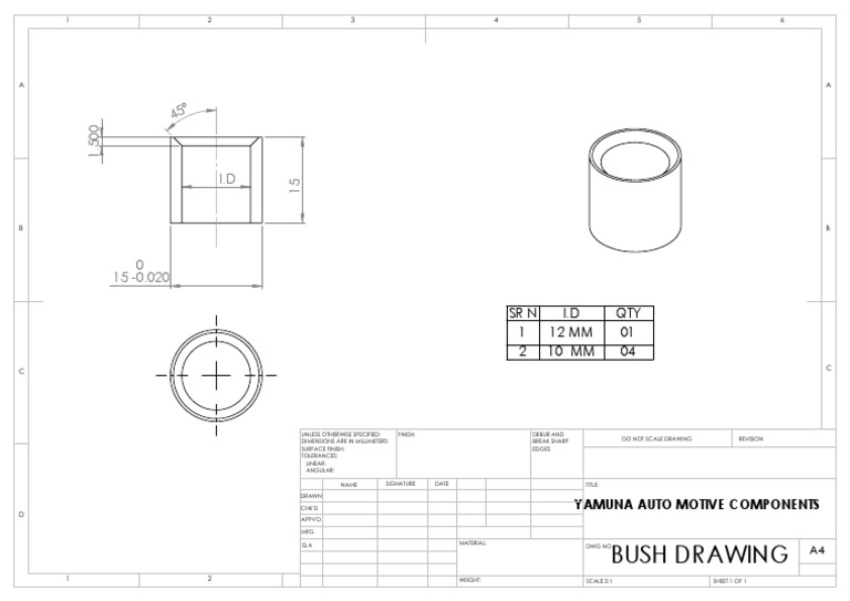 CNG Bush Drawing | PDF | Mechanical Engineering | Applied And ...