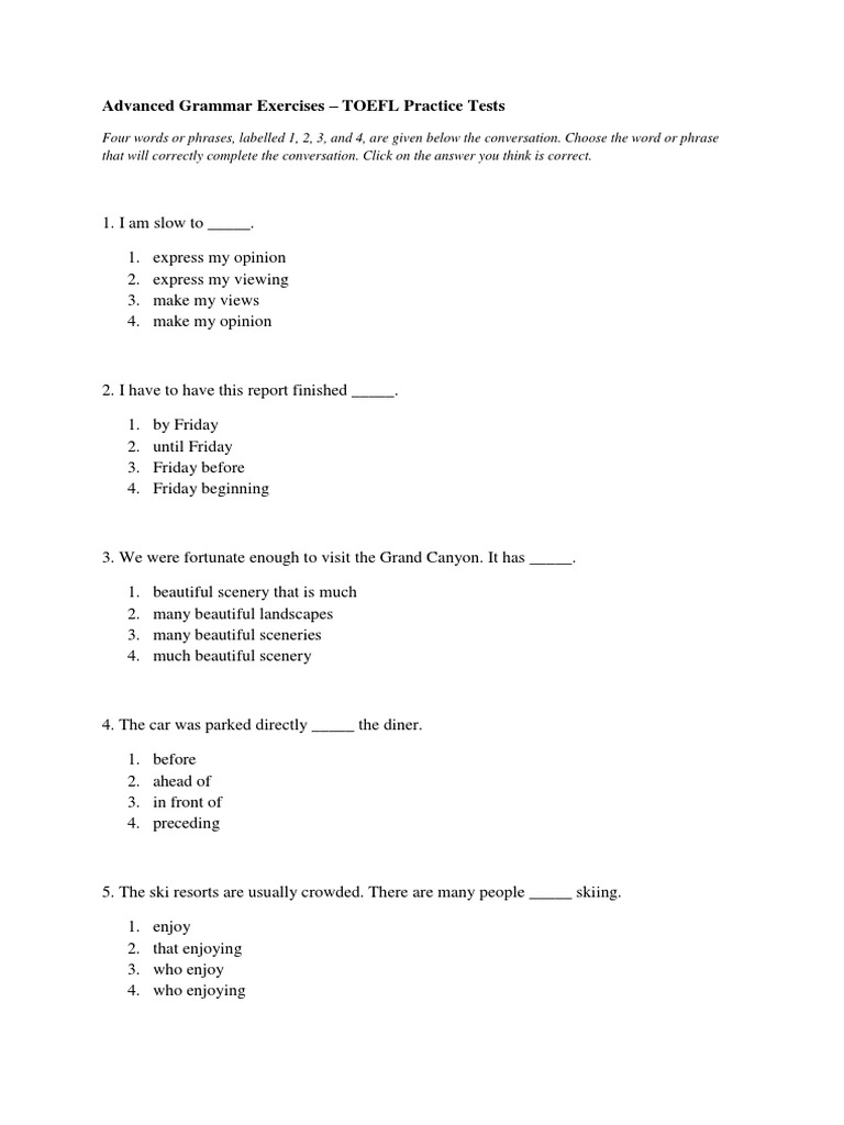 Advanced Grammar Exercises | PDF