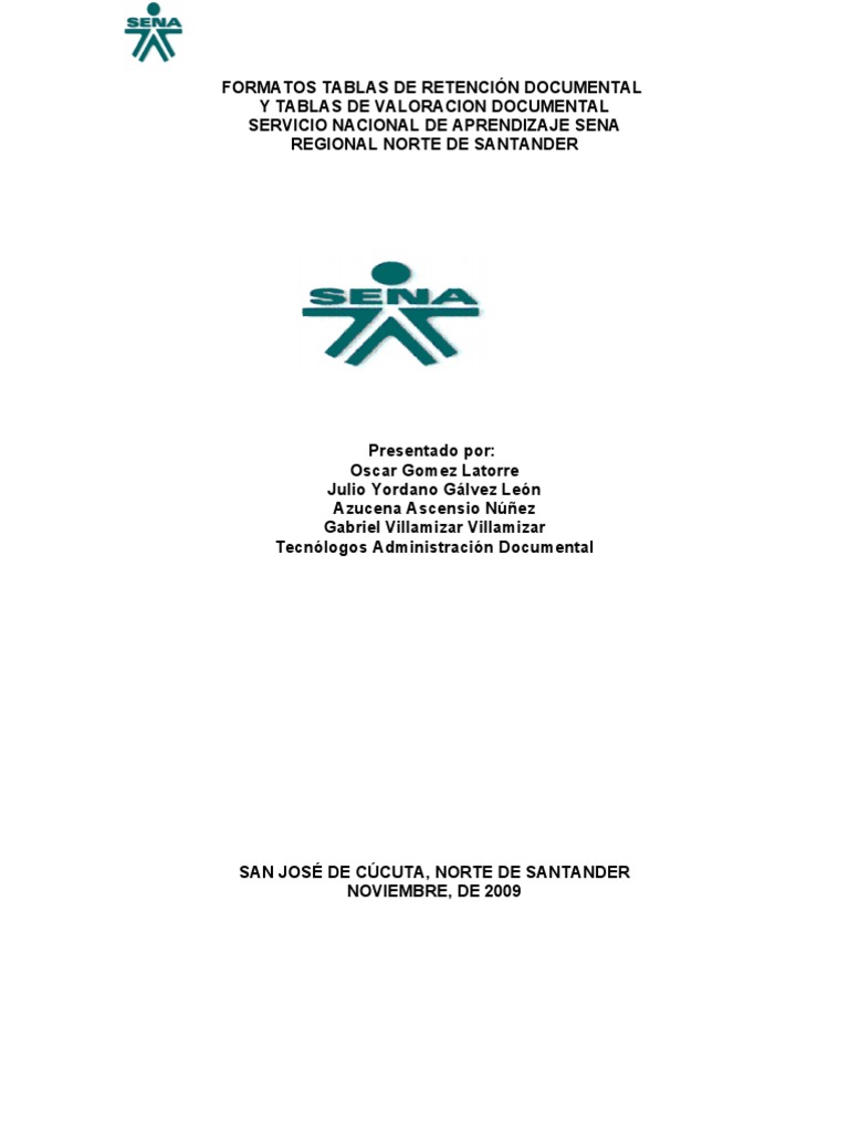 Formato TRD y TVD Sena Norte de Santander | PDF | Archivo de computadora | Informática y ...
