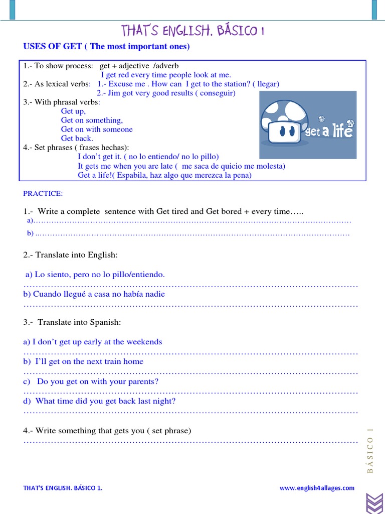 Uses of Get Exercises | PDF | English Language | Onomastics