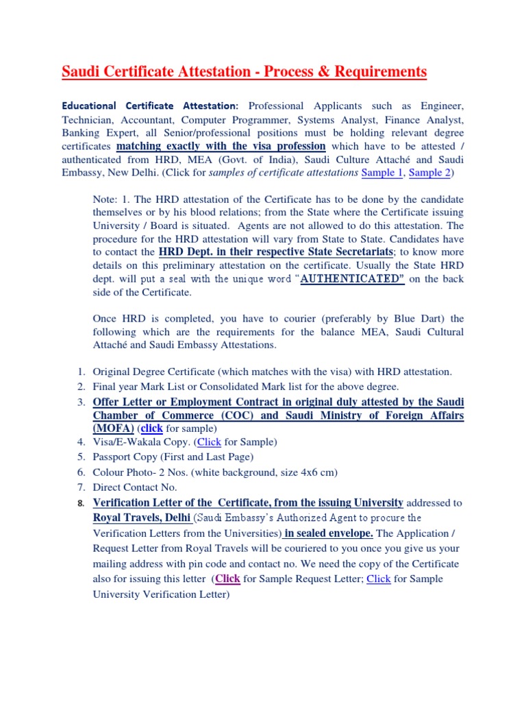 Certificate Attestation - Process & Requirements For Saudi Arabia ...