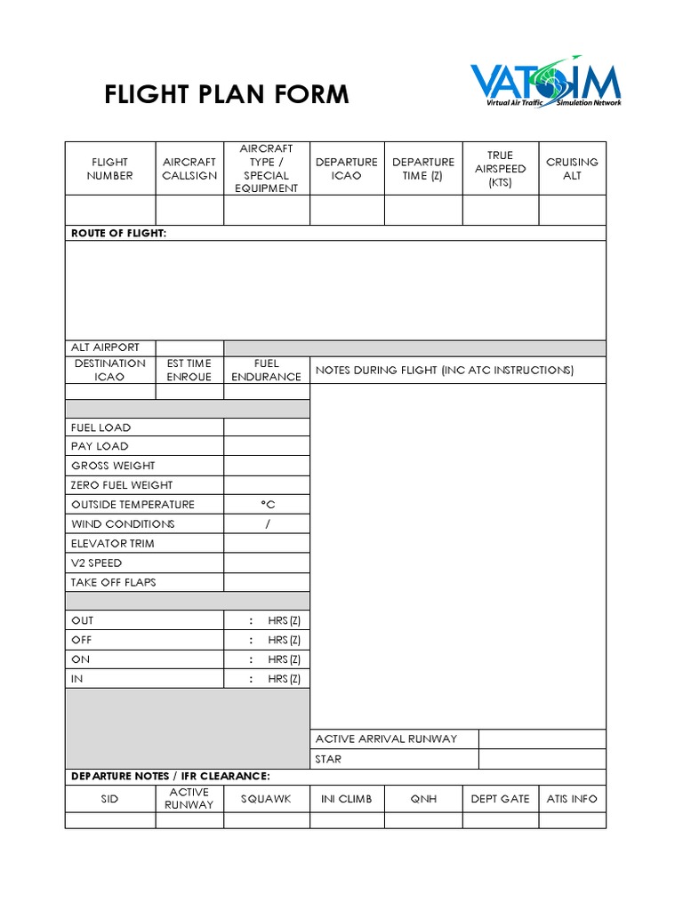 Flight Plan Form Template | PDF