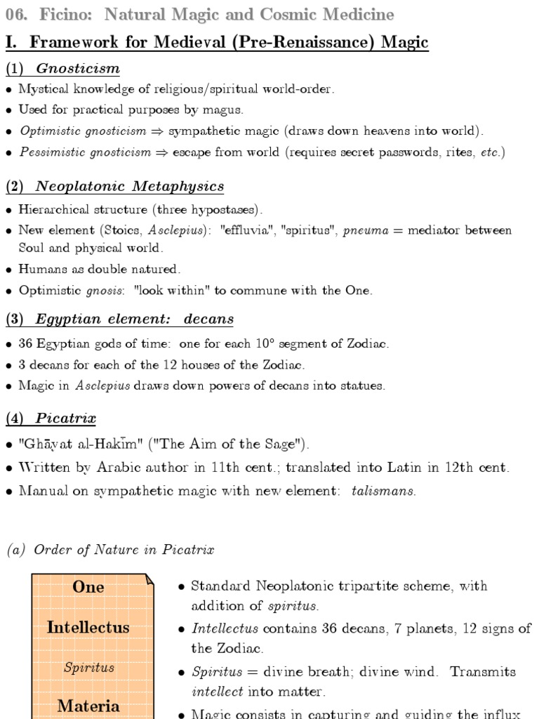 I. Framework For Medieval (Pre-Renaissance) Magic: 06. Ficino: Natural ...