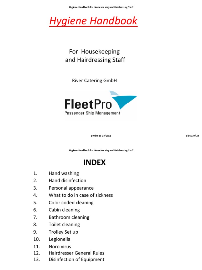 Hygiene Guide for Housekeeping & Hairdressing | PDF | Housekeeping ...