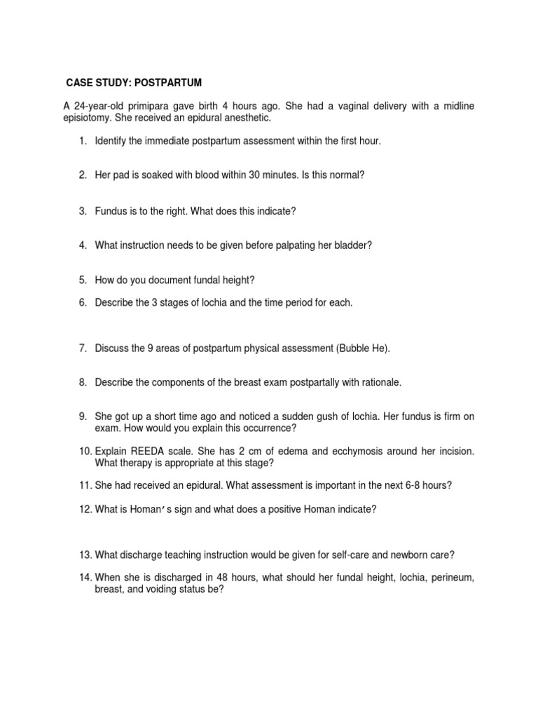 Case Study Postpartum - Peds | PDF | Postpartum Period | Childbirth