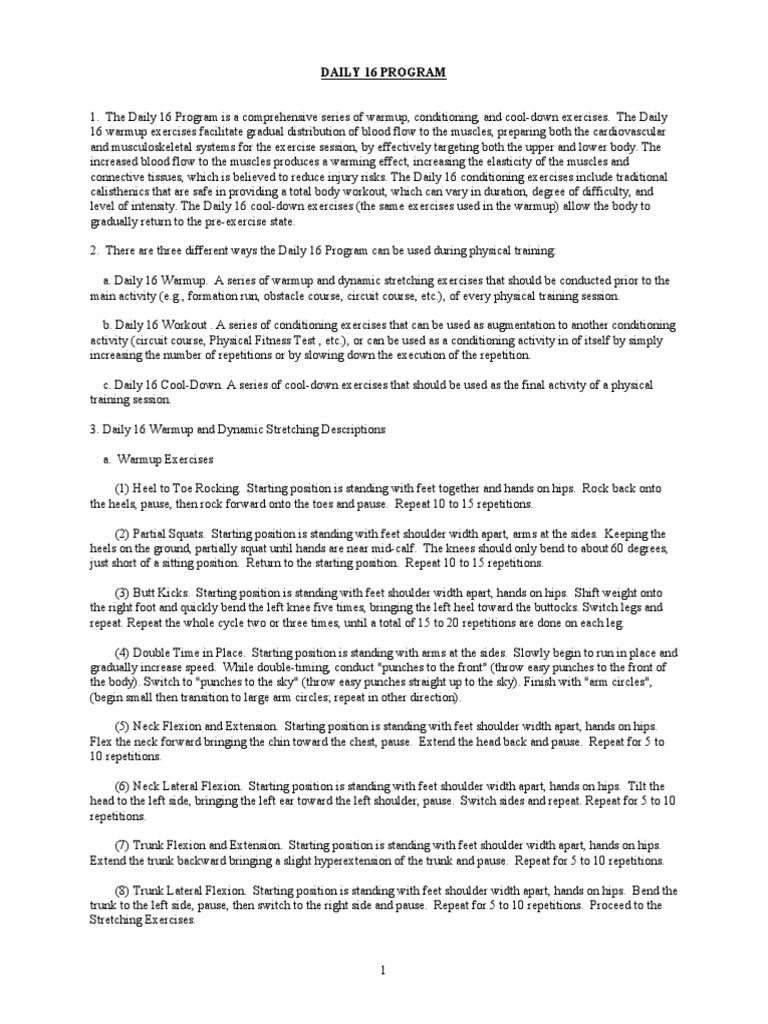 US Marine Corps Daily 16 Program | PDF | Anatomical Terms Of Motion ...