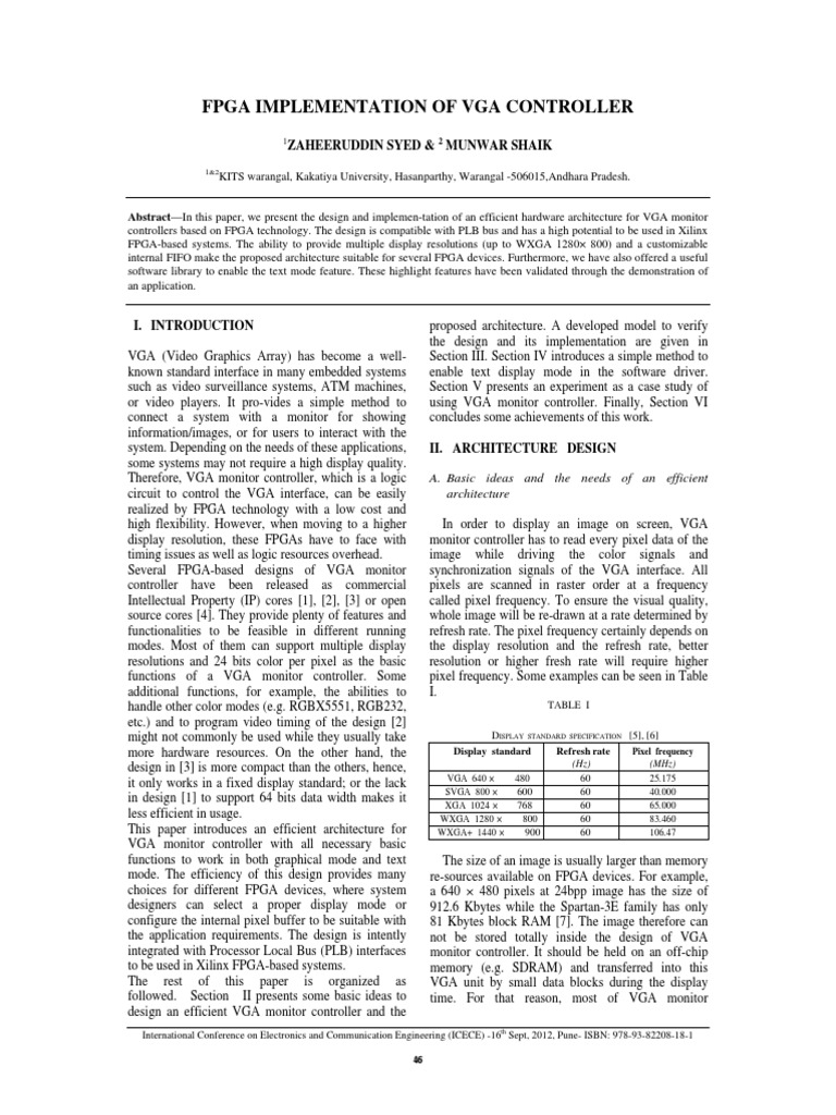 FPGA IMPLEMENTATION OF VGA CONTROLLERGaVgA | PDF | Field Programmable Gate Array | Computer Monitor