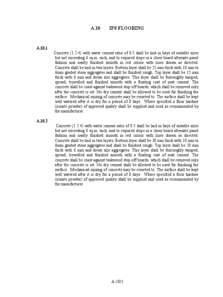 Specification A10 Ips Flooring | PDF | Construction Aggregate | Concrete