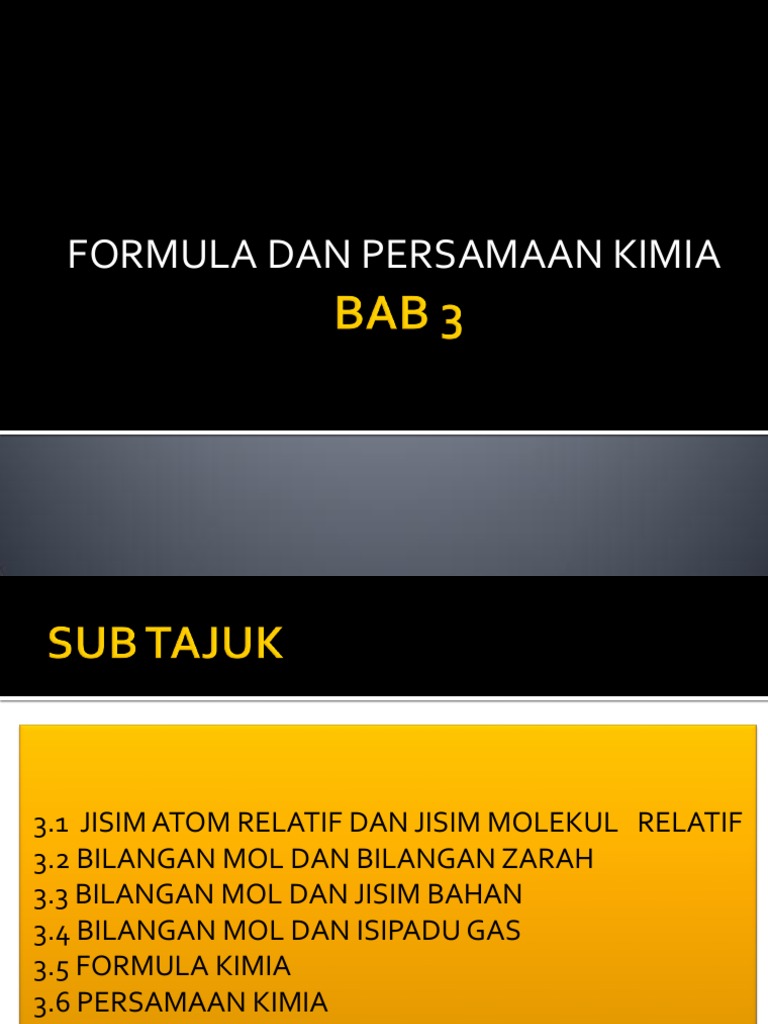 BAB 3 - Formula & Persamaan Kimia | PDF