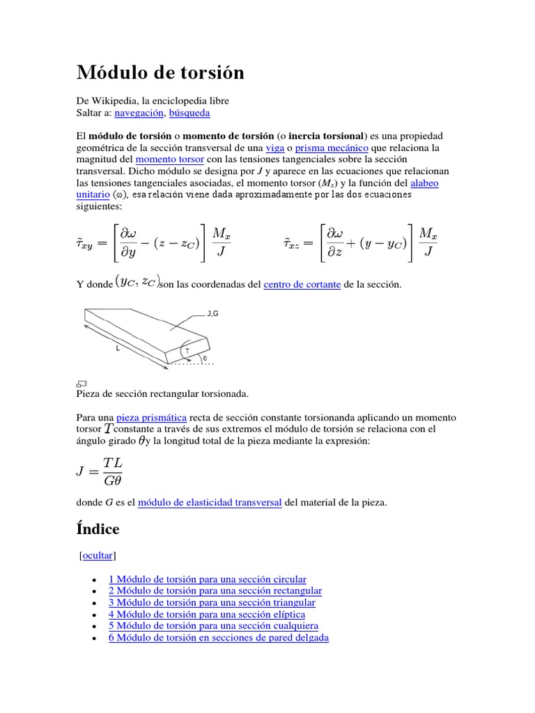 Módulo de Torsión | PDF | Mecánica de Medios Continuos | Ingeniería ...