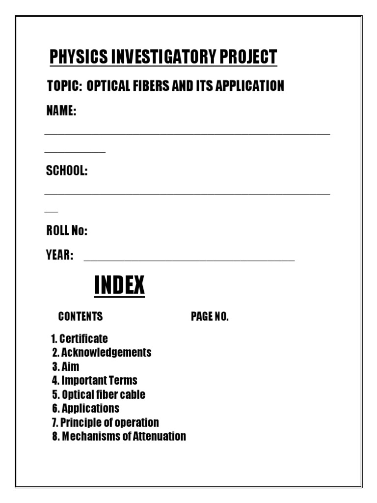 School Physics Project On Optical Fiber | PDF | Attenuation | Optical Fiber
