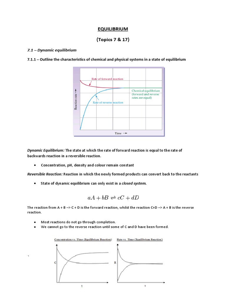 Equilibrium Notes | PDF | Chemical Equilibrium | Chemical Reactions