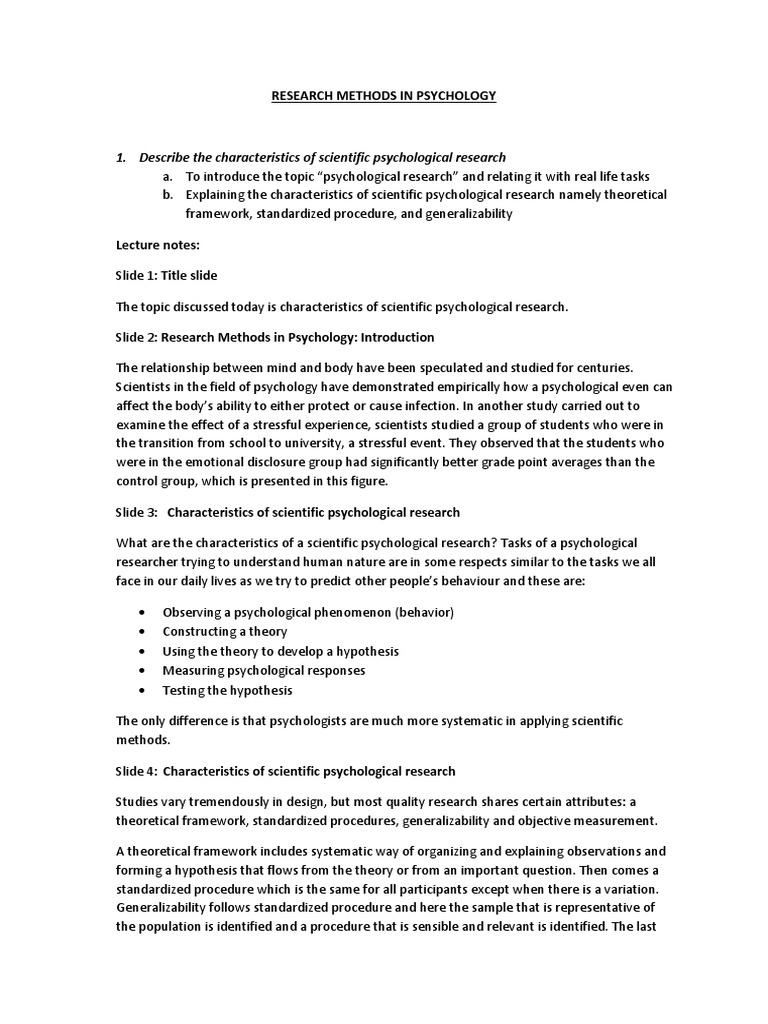 Research Methods in Psychology - Lo and Lecture Notes | PDF | Theory ...
