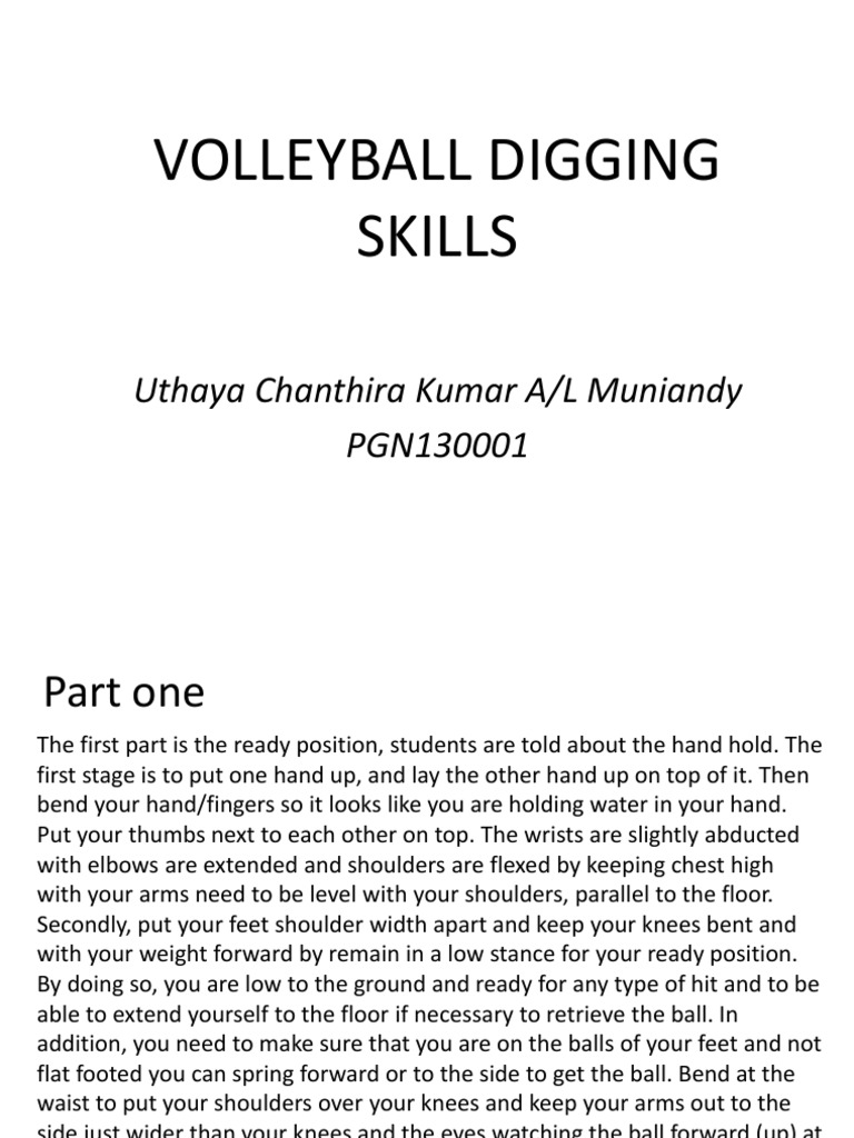 Volleyball Digging Techniques Explained | PDF | Anatomical Terms Of ...