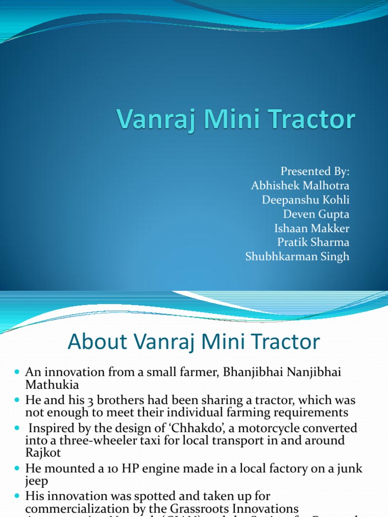 Vanraj Mini Tractor | PDF | Tractor | Agriculture