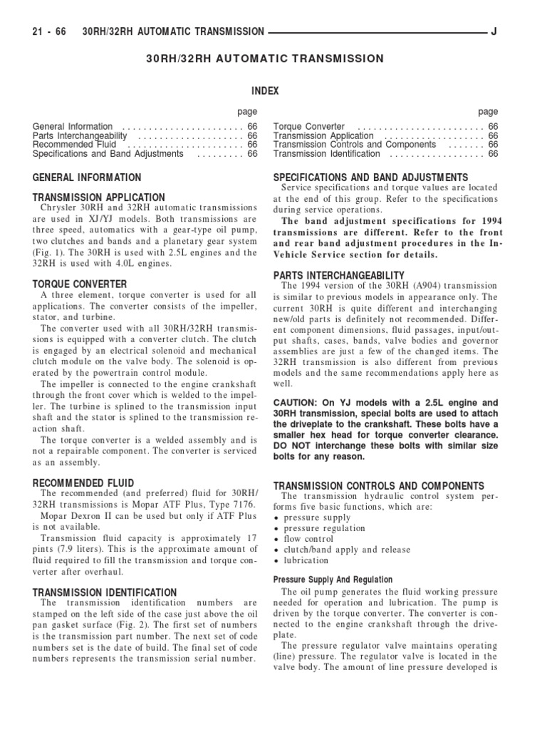 30RH & 32RH Automatic Transmission | PDF | Automatic Transmission ...
