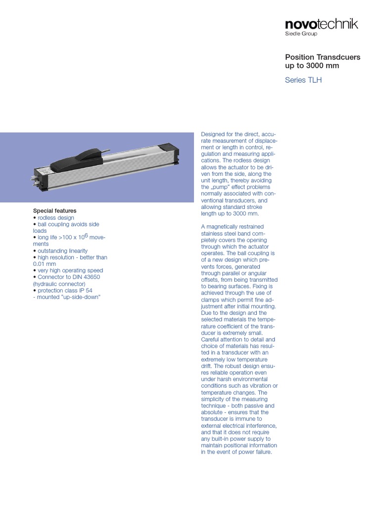 Series TLH: Position Transdcuers Up To 3000 MM | PDF | Electrical ...