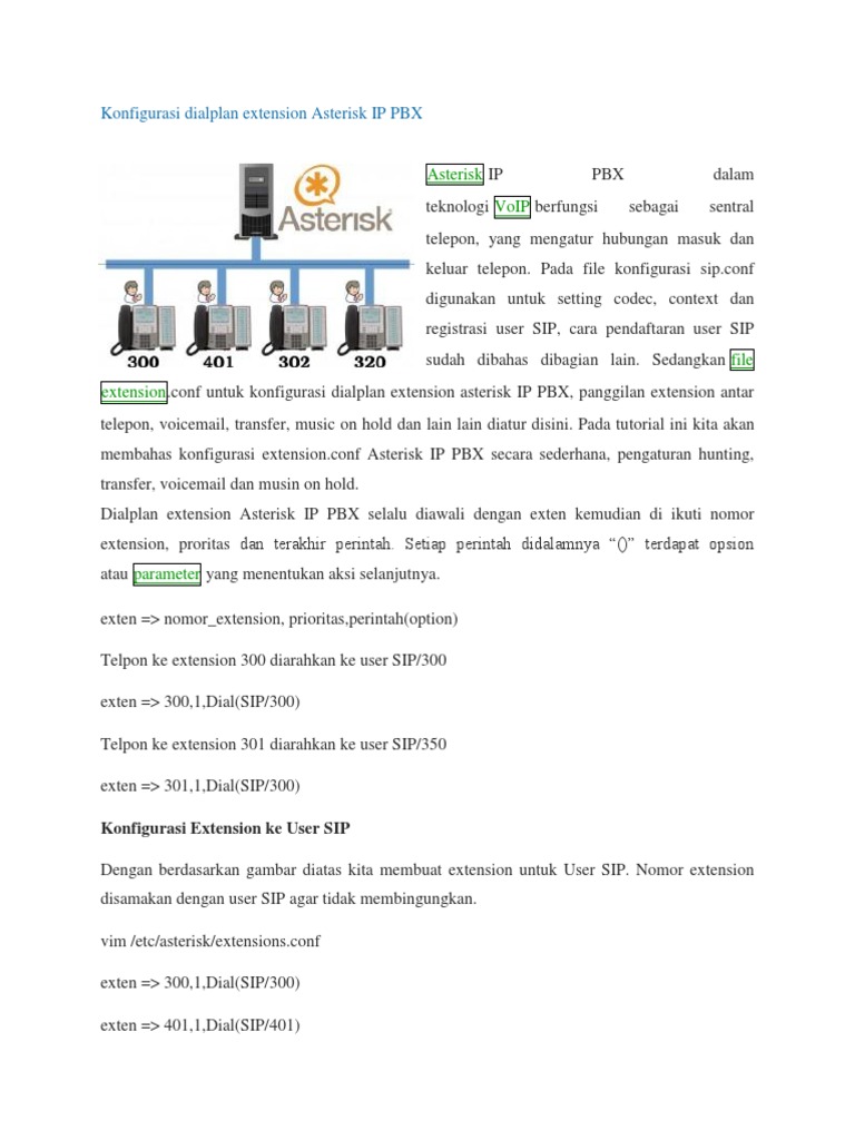 Konfigurasi Dialplan Extension Asterisk IP PBX | PDF