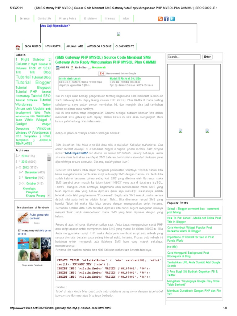 Sms Gateway Php Mysql Source Code Membuat Sms Gateway Auto Reply Mengunakan Php Mysql Plus 