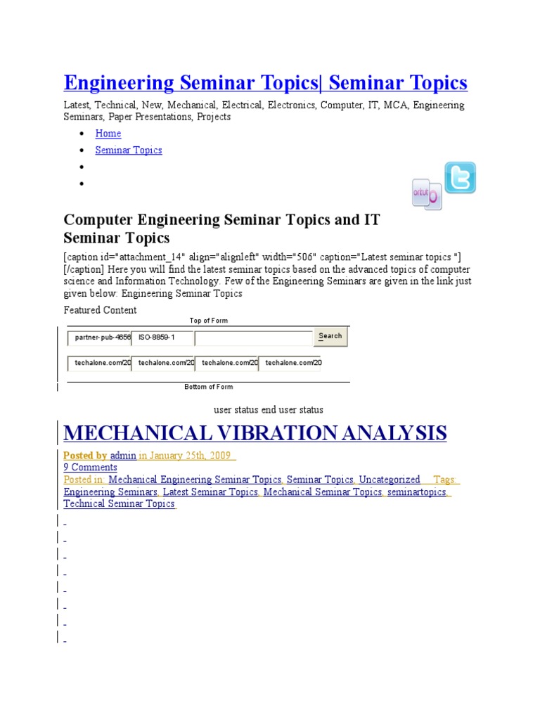 Engineering Seminar Topics | PDF | Mechanical Engineering | Science And ...