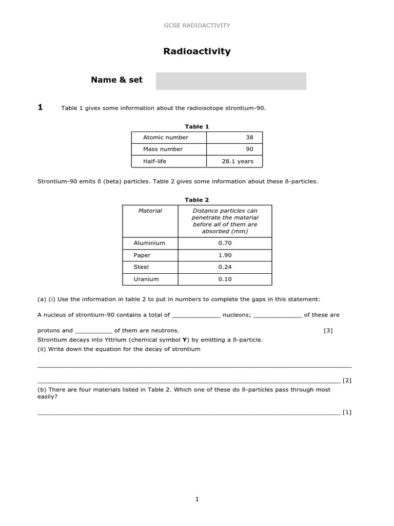 Radioactivity GCSE | PDF | Radioactive Decay | Atoms
