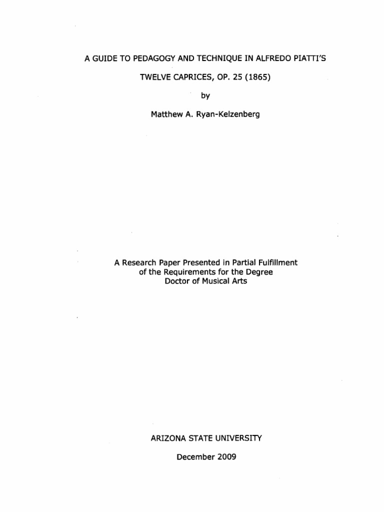 A Guide To Pedagogy and Technique in Alfredo Piatti's Twelve Caprices | PDF