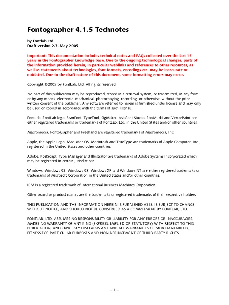 Fontographer Technotes | PDF | Typefaces | Adobe Illustrator