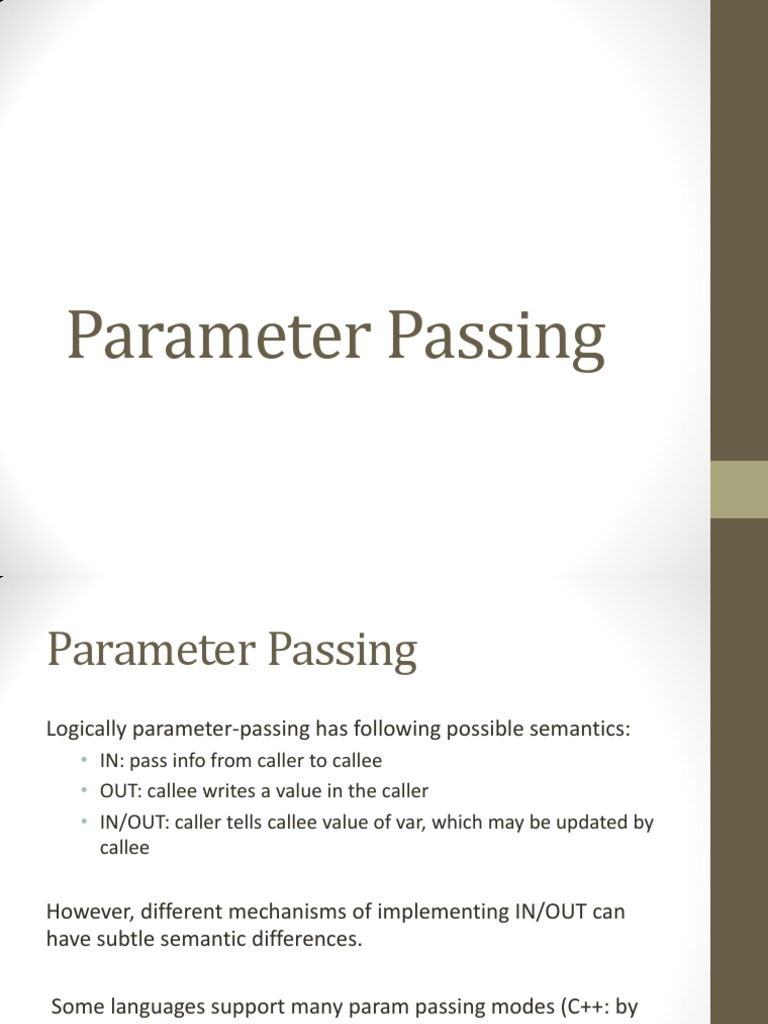 Parameter Passing Presentation | PDF | Parameter (Computer Programming) | Subroutine