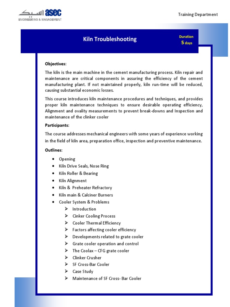 Kiln Trouble Shooting Pdf Troubleshooting Maintenance
