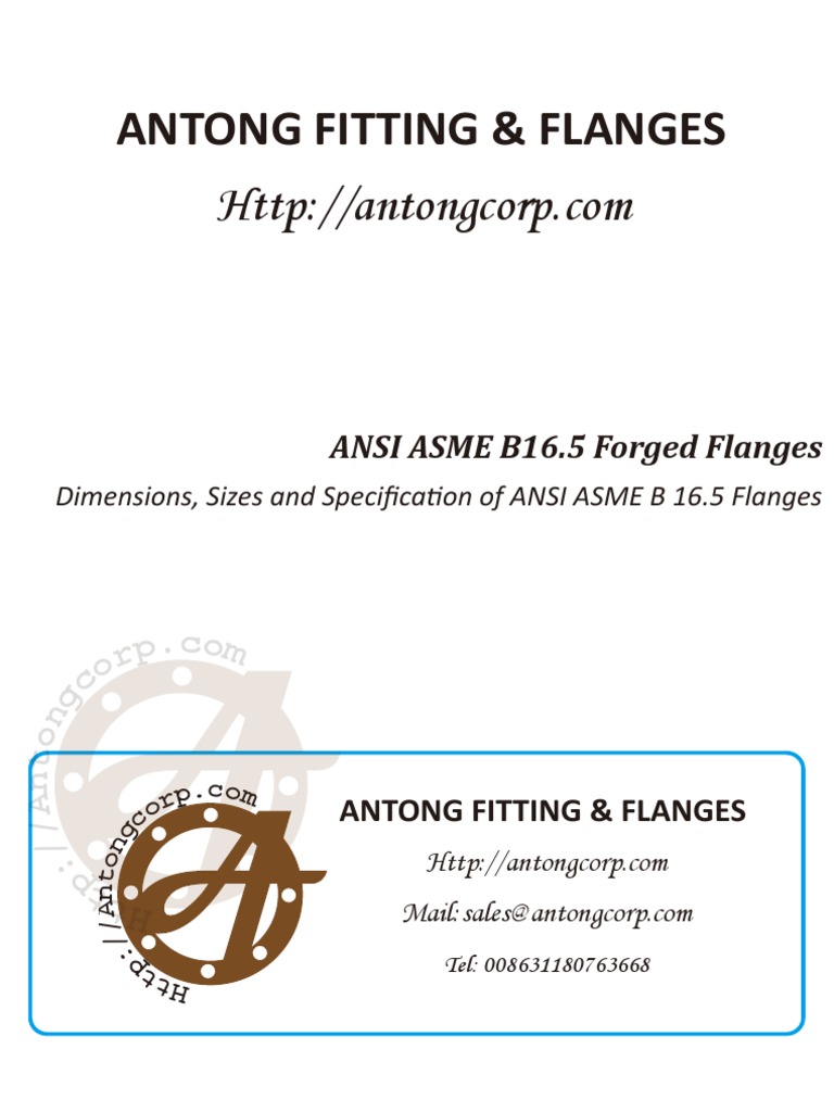 Dimensions, Sizes and Specification of ANSI ASME B 16.5 Flanges | PDF ...