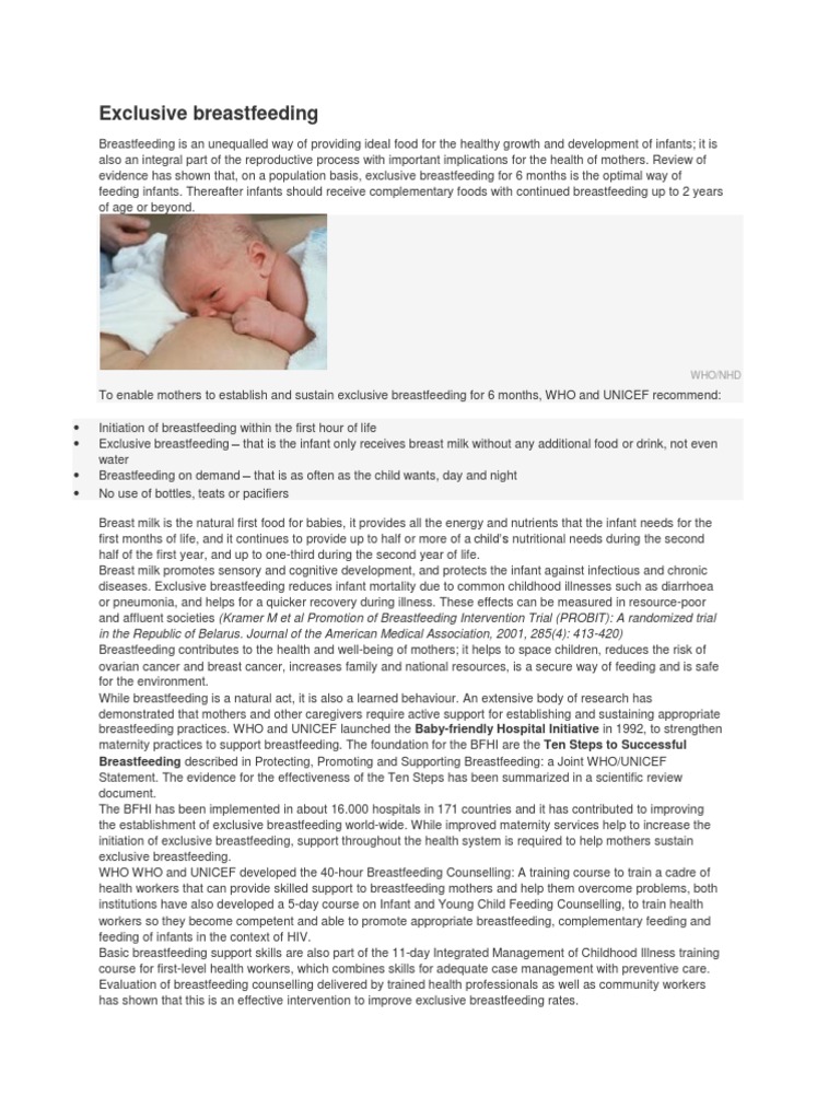 Exclusive Breastfeeding Pdf Breastfeeding Infants