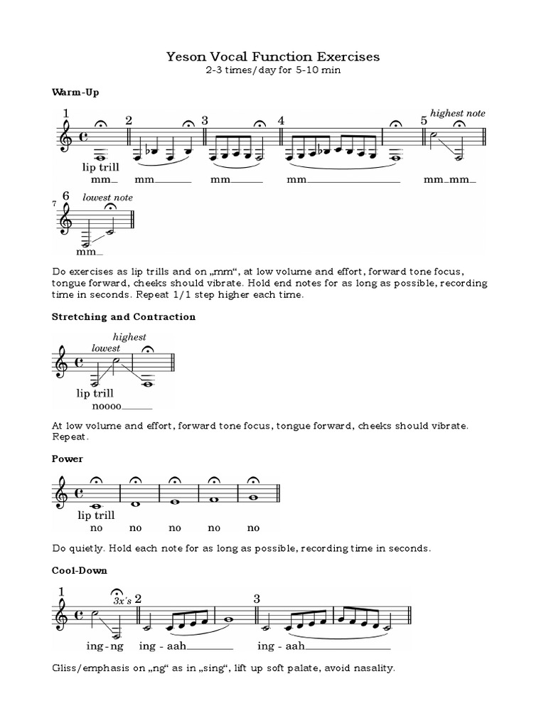 Yeson Vocal Function Exercises Guide | PDF