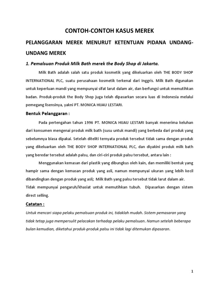Contoh Kasus Hak Merek | PDF