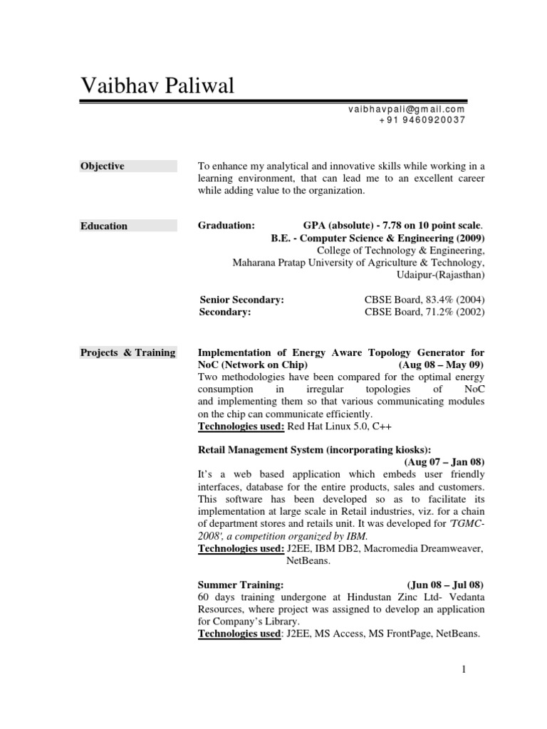 Vaibhav Resume | PDF | Net Beans | Applications & Software