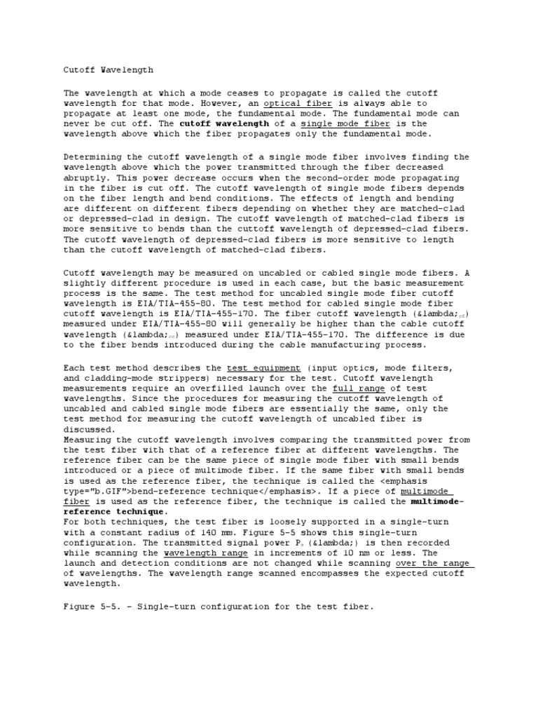 Cutoff Wavelength | PDF | Optical Fiber | Reference Range