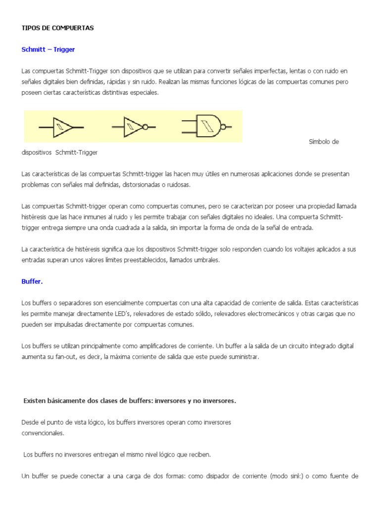 Tipos de Compuertas | PDF | Almacenador intermediario de datos ...
