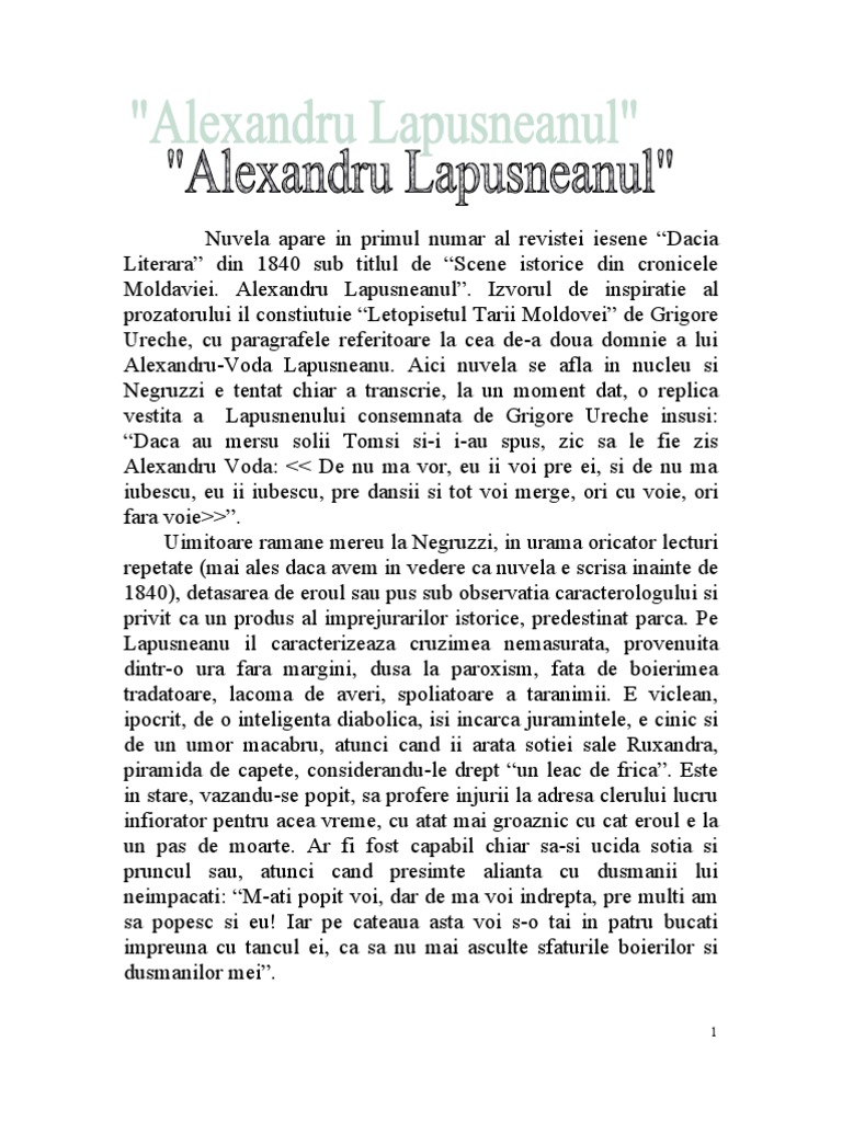 Alexandru Lapusneanu | PDF