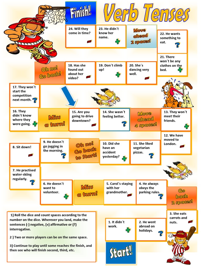Verb Tenses Board Game | PDF