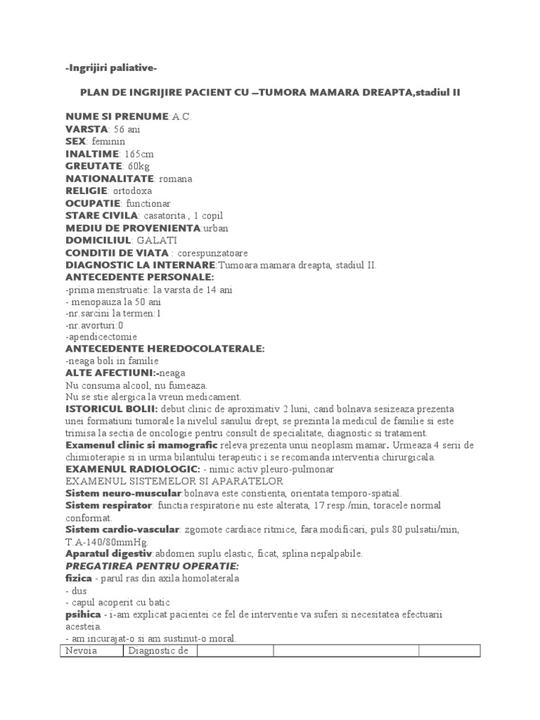 Studiu de Caz-Tumora Mamara | PDF