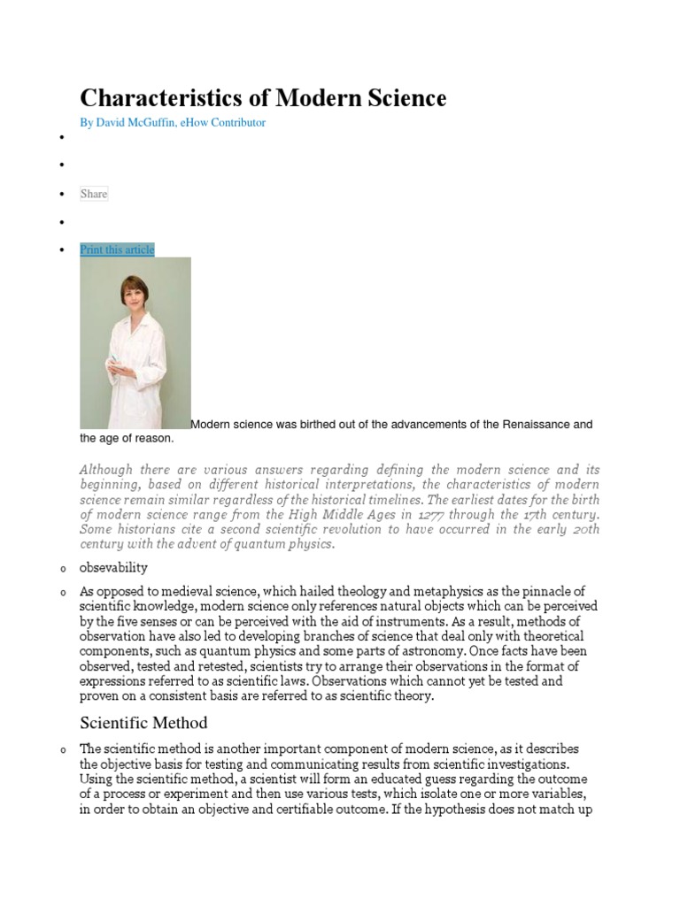 Characteristics of Modern Science | PDF | History Of Science ...
