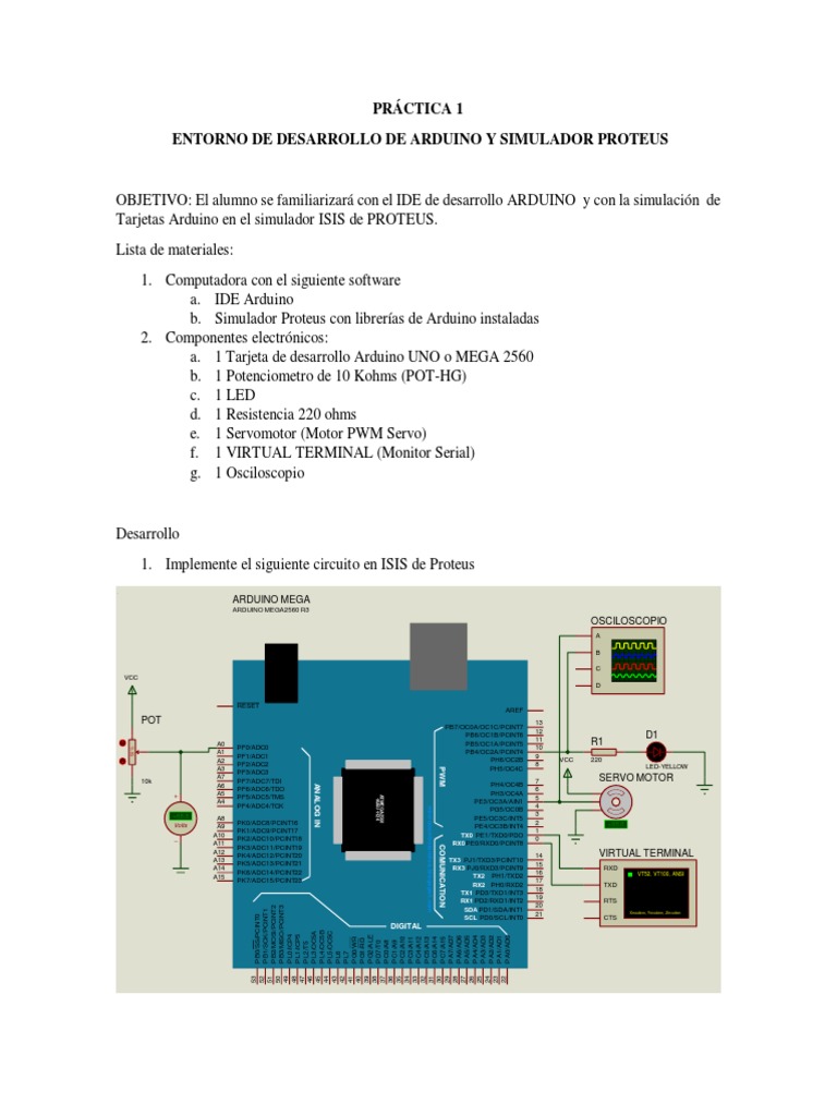 PRÁCTICA 1 Entorno IDE Arduino y Proteus | Descargar gratis PDF | Arduino | Ingenieria Eléctrica