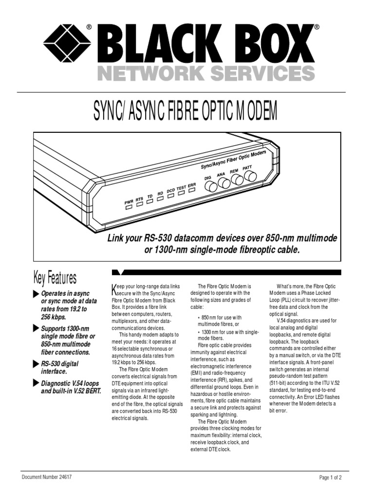 Sync/Async Fibre Optic Modem: Key Features | PDF | Optical Fiber ...