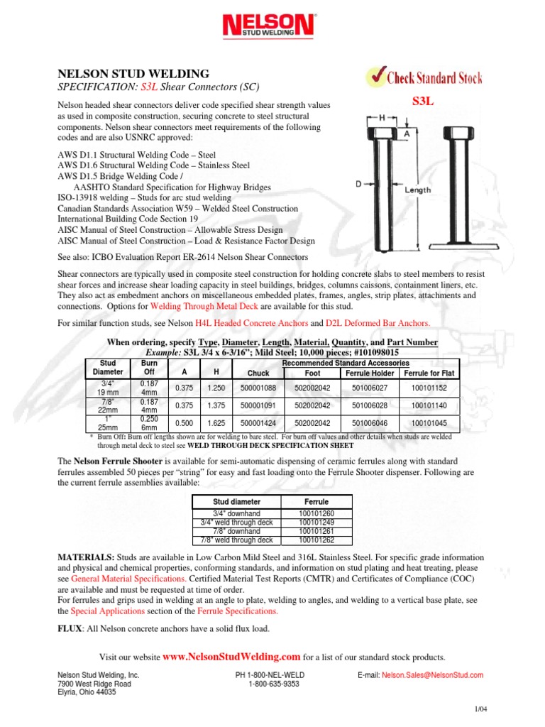 Nelson Concrete Anchor Studs