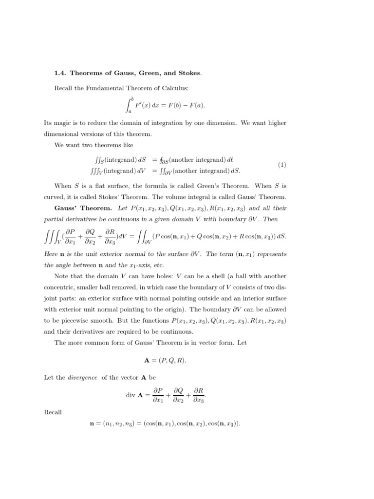 Theorem of Gauss, Green, Stokes | Integral | Theoretical Physics