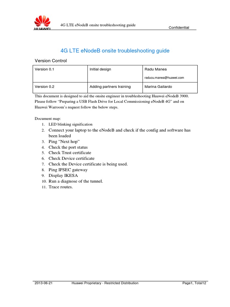 SHARE - 4G LTE ENodeB Onsite Troubleshooting Guide - V0 2 | PDF | 4 G | Usb