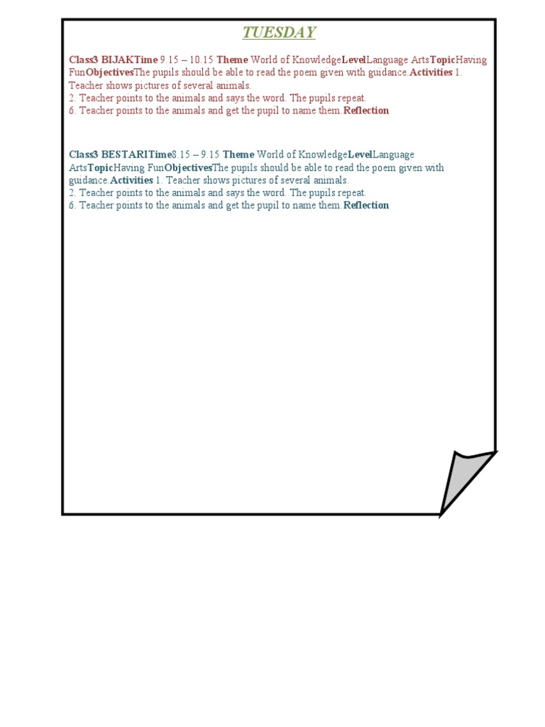 My Year 5 Lesson Plan | PDF | Rules | Linguistic Morphology