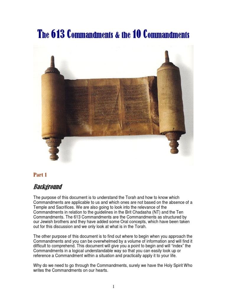 The 613 commandments and the 10 commandments part 1- 6 | Jewish Law And ...